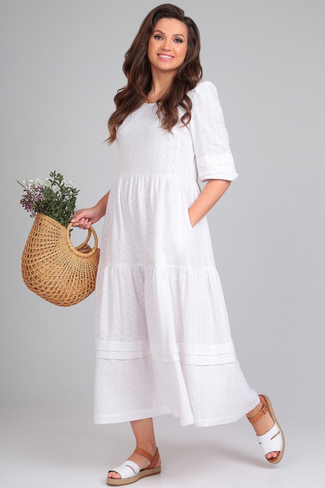 Платье 13273 белый LeNata купить в интернет магазине Велесмода